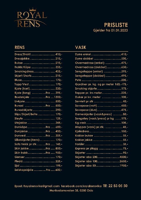 PRISLISTE :: Royal Rens Vika